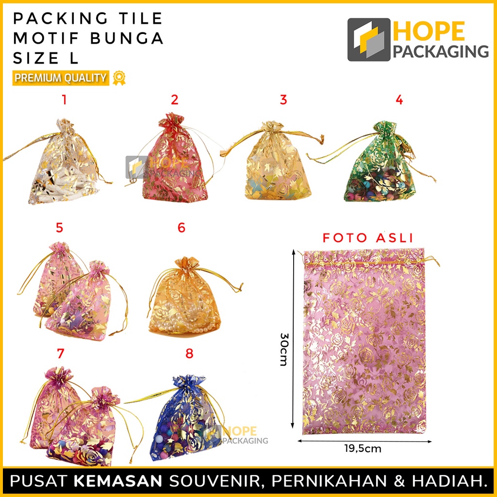 Jual [Harga / 5 pcs] Packing Kain Tile Serut UK L Motif Bunga/ Buat ...