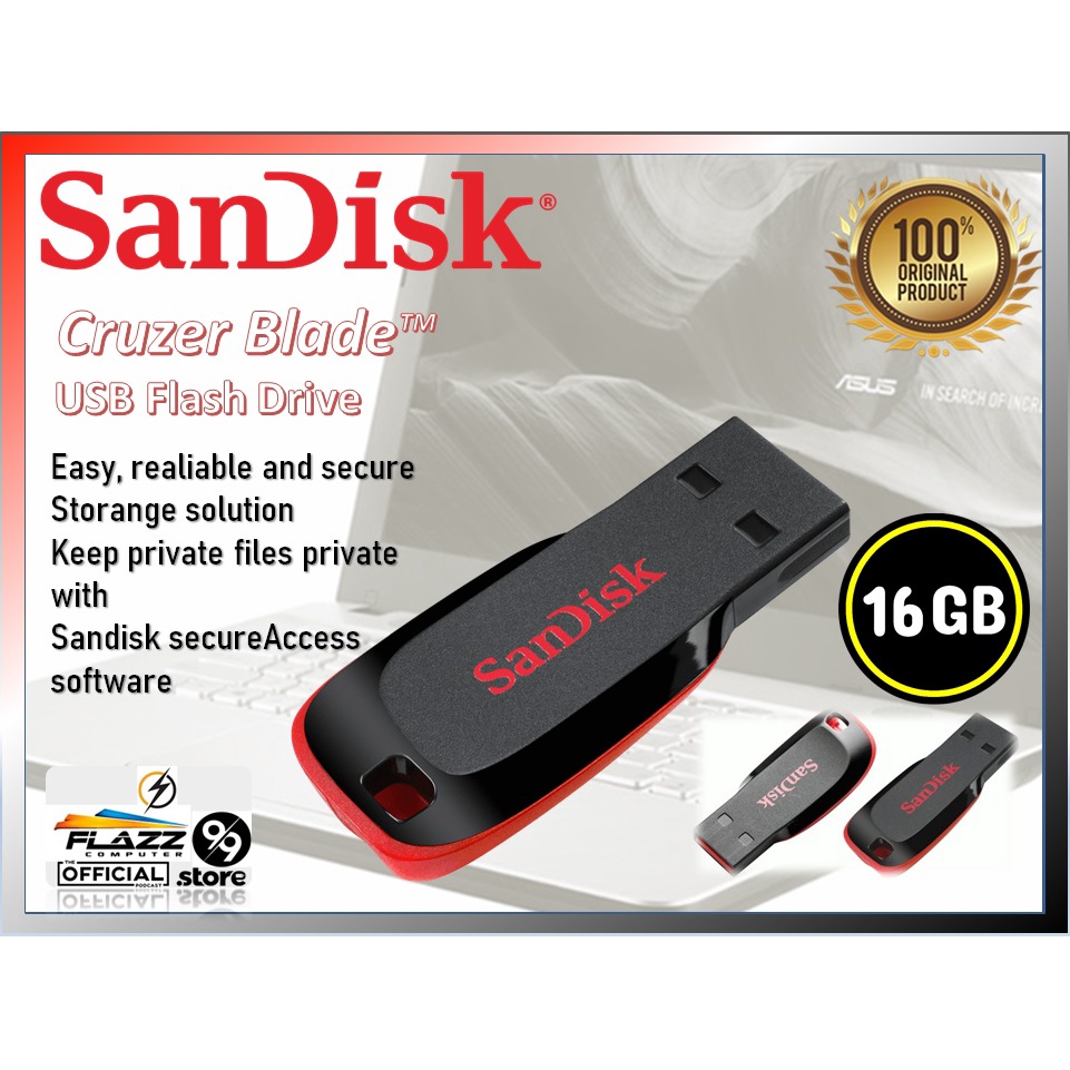 Jual Flashdisk Sandisk Cruzer Blade 8GB/16GB/32GB/64GB/128GB USB 2.0 ...