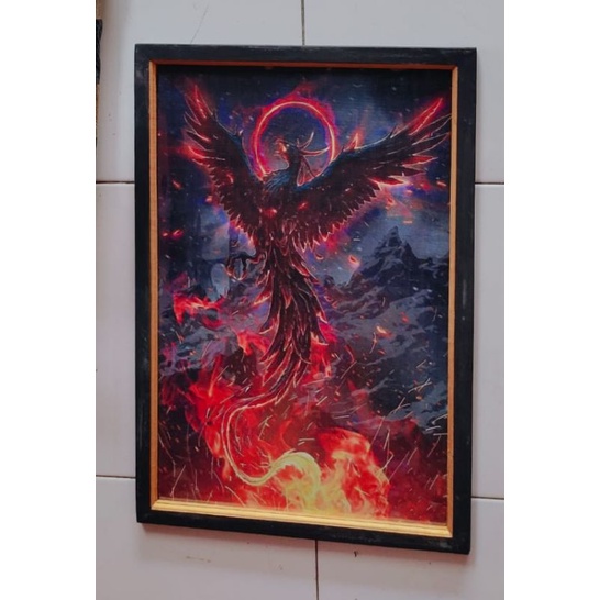 Jual lukisan cetak digital printing burung Phoenix api plus FIGURA ...