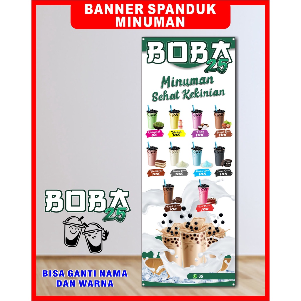 Jual Spanduk Minuman Boba, banner Minuman Boba ukuran 60 x 160 cm COD ...