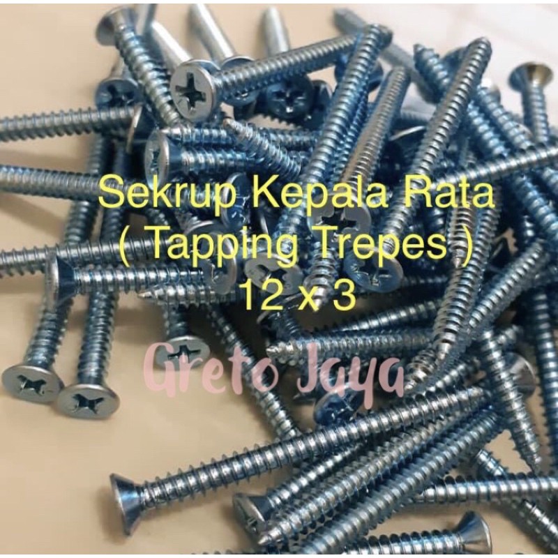 Jual ( 12x3 50bj ) Sekrup Trepes FH Skrup Aluminium 7.5cm 7.5 cm Kepala ...