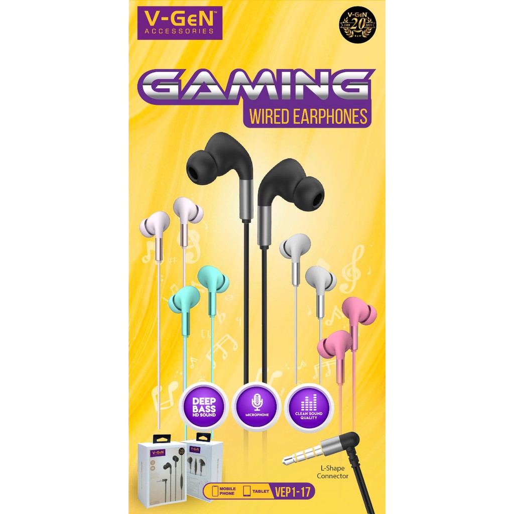 Jual Handsfree V-GeN VEP1-17 Wired Earphone Headset Gaming L Shape ...