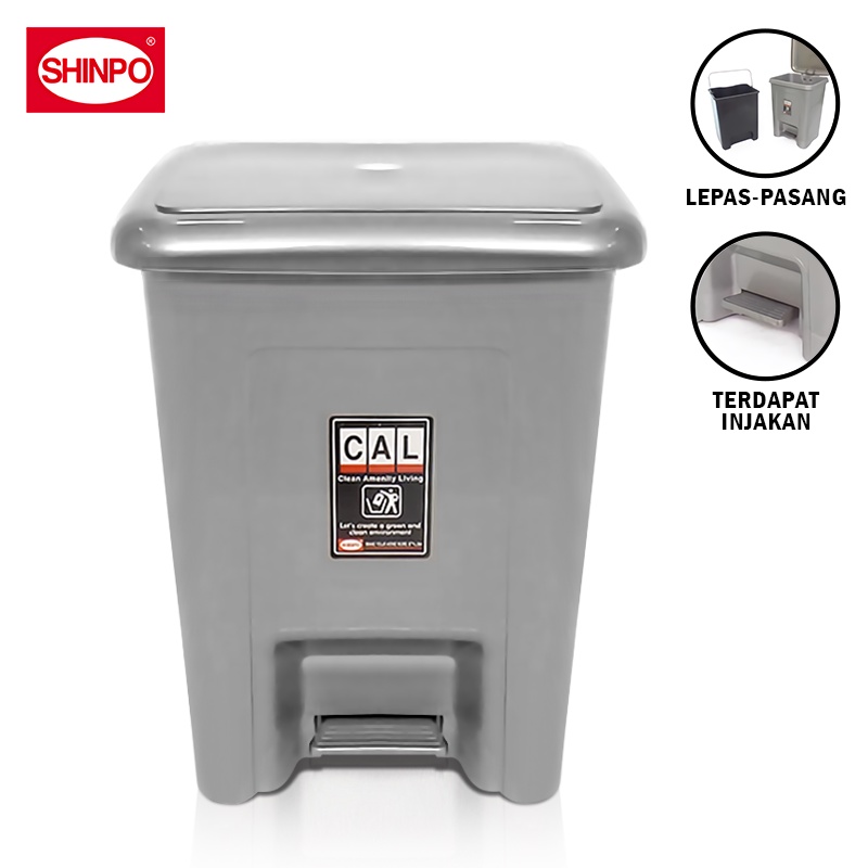Jual SHINPO Tempat Sampah Plastik 10 L Dengan Injakan Cielo Dustbin SPO-SIP-710 Abu | Shopee ...