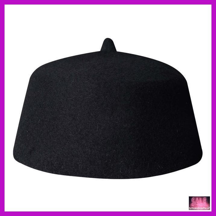 Jual kopiahpecis- peci tarbus warna hitam bahan asli wol domba bermerek ...
