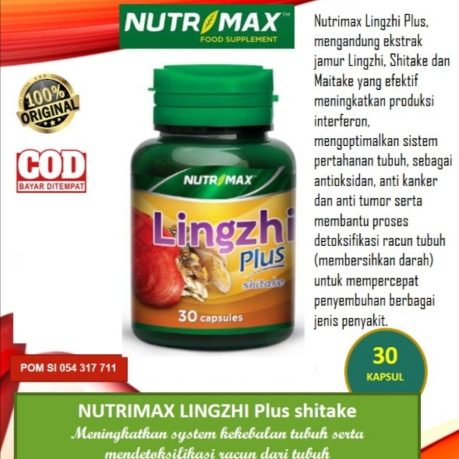 Jual NUTRIMAX LINGZHI PLUS SHITAKE isi 30 Kapsul Antioksidan (Ling Zhi ...