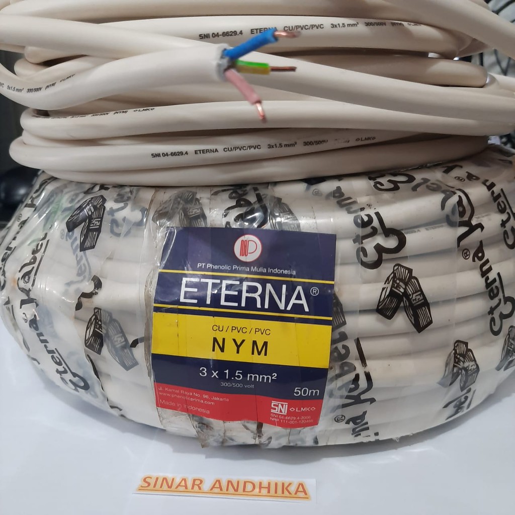 Jual KABEL ETERNA NYM 3 X 1.5 MM 1 ROLL KAWAT TEMBAGA ISI 3 | Shopee Indonesia