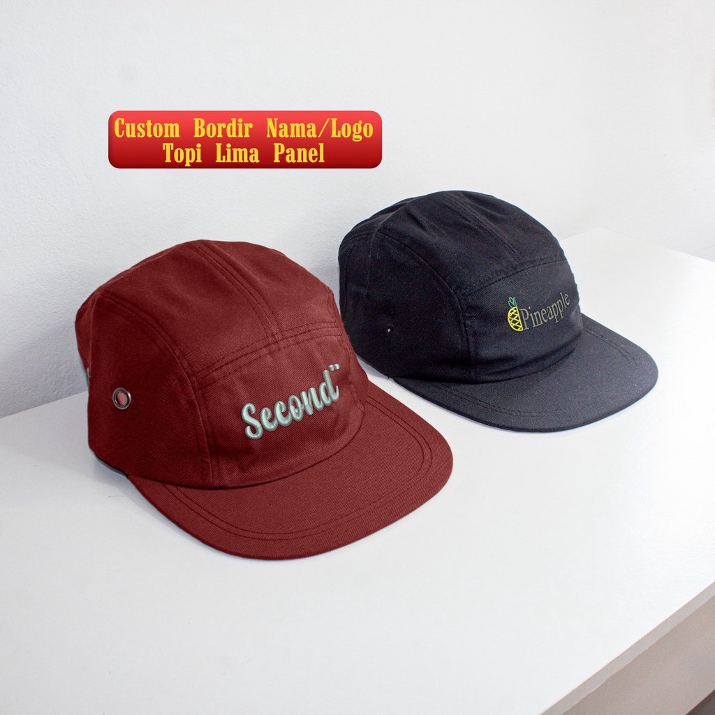 Jual TOPI 5 PANEL CUSTOM BORDIR NAMA TOPI LIMA PANEL FREE BORDIR NAMA ...