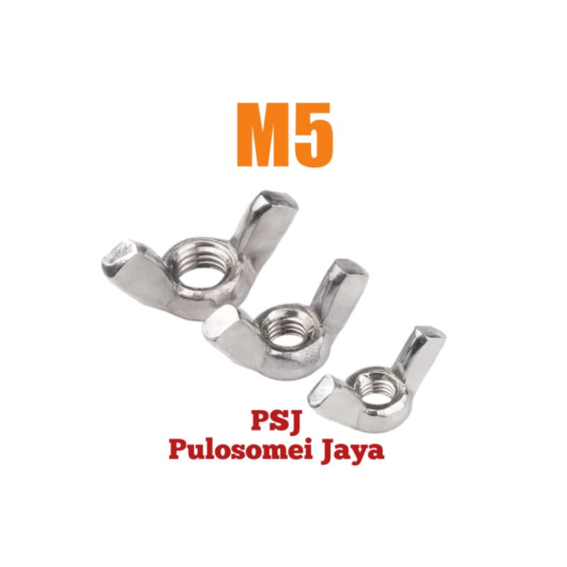 Jual Wing Nut M5 / Mur Kuping M5 / Mur Kupu Kupu M5 / Stainless 304 ...