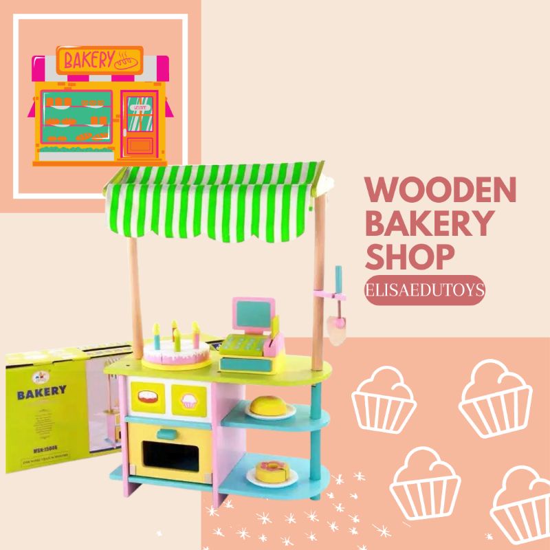 Jual mainan jualan wooden bakery shop cake roti | Shopee Indonesia