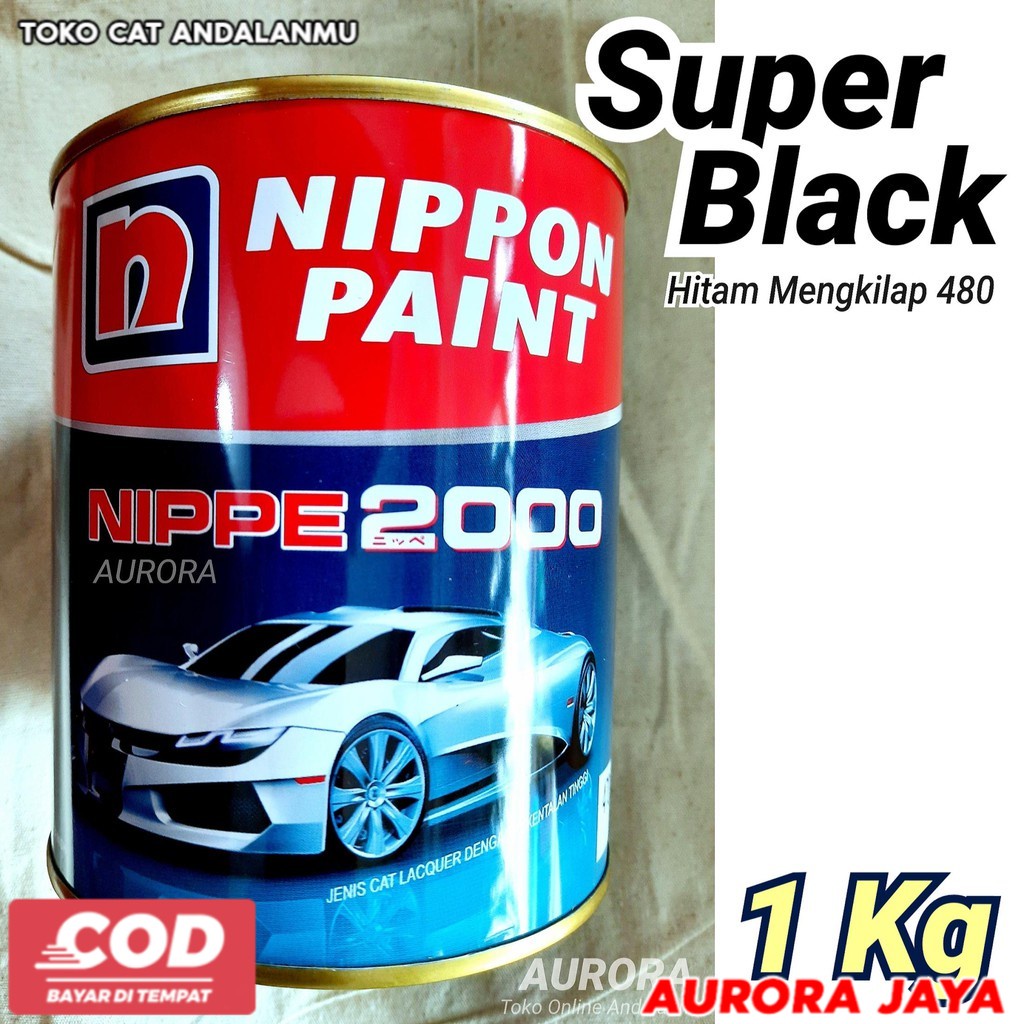 Jual Cat Nippe 2000 Super Black 1 Kg Hitam Mengkilap Solid Kode 480 1Kg Kilo Nippon Paint Nipon ...