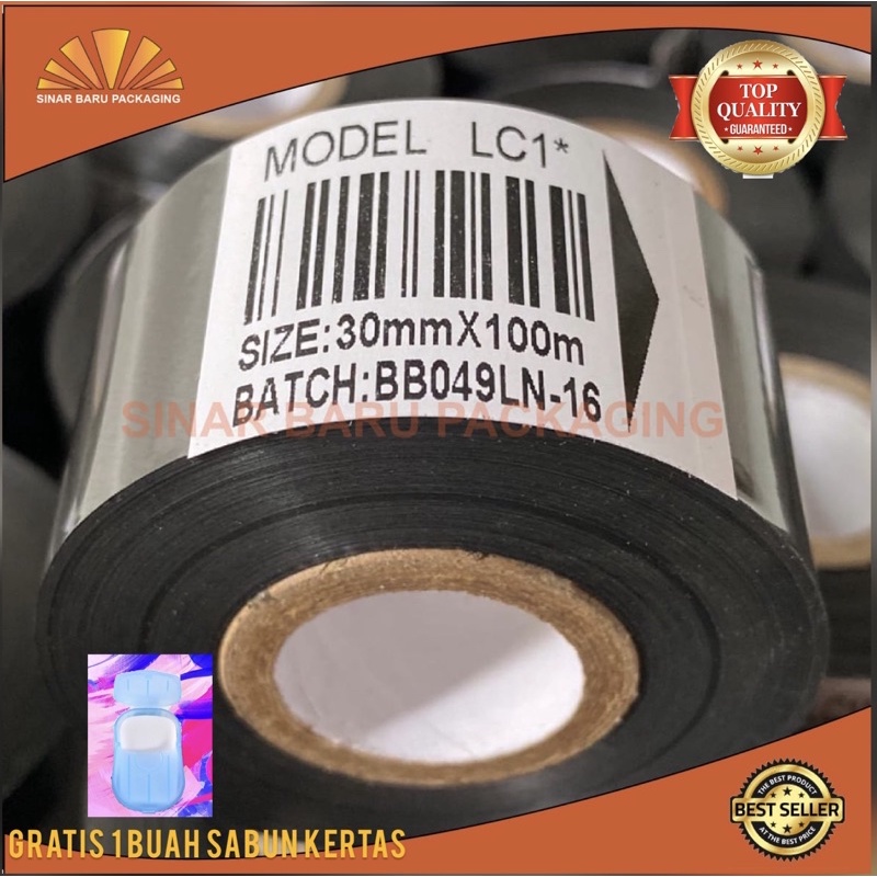 Jual Ribbon Tape LC1* 30mmx100m Pita Ribbon 3cmx100m Pita coding Hot ...
