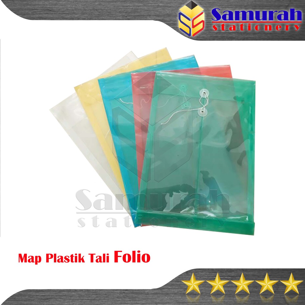 Jual Map Plastik Kancing Folio Punggung Per Lusin / Map Plastik Tali ukuran F4 Transparant Clear ...