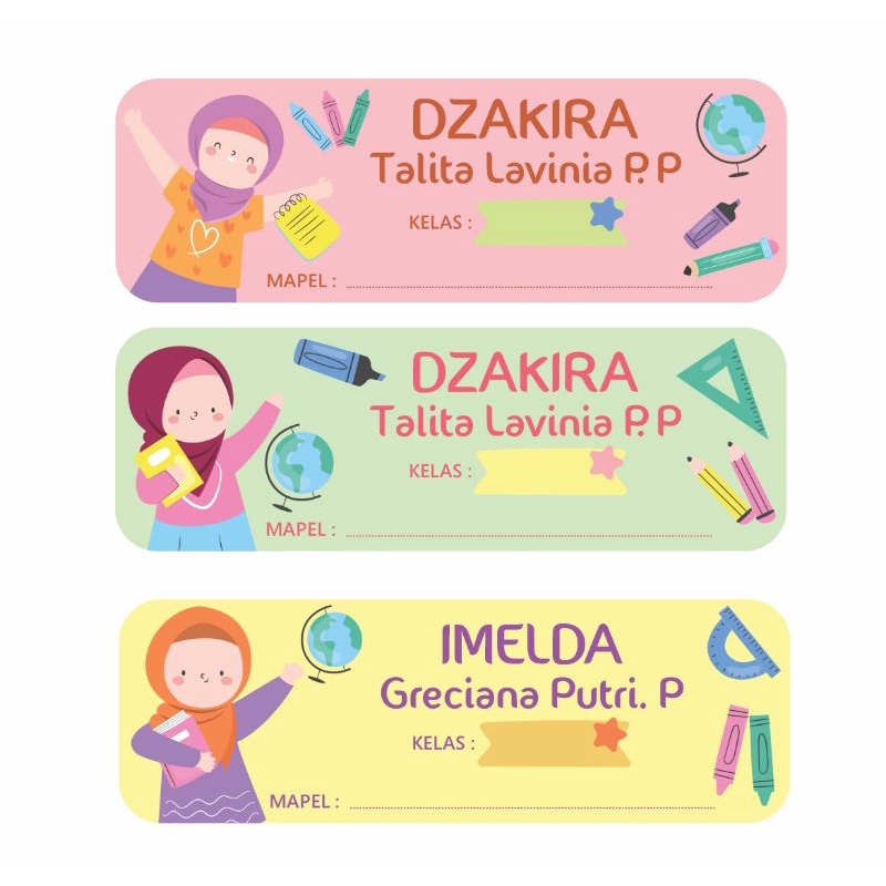 Jual PO Sticker Label Nama tema "Hijab girls & peci boys" utk buku ...