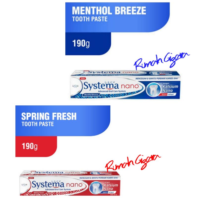 Jual PASTA GIGI SYSTEMA NANO 190 GRAM or 120Gram VARIAN MENTHOL BREEZE ...