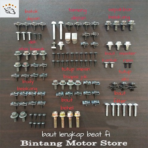 Jual Full Set Baut Full Body Motor Honda Beat Fi Injeksi Lengkap ...