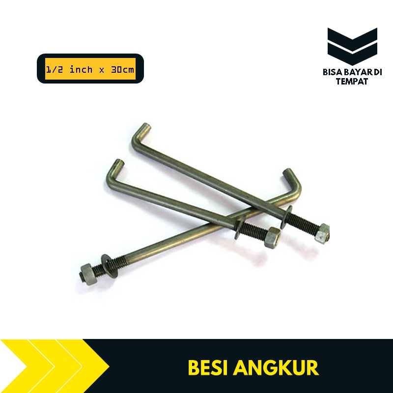 Jual Baut Anchor Angkur L Baja Hitam Beton 1/2 Panjang 30 cm TBA98 | Shopee Indonesia