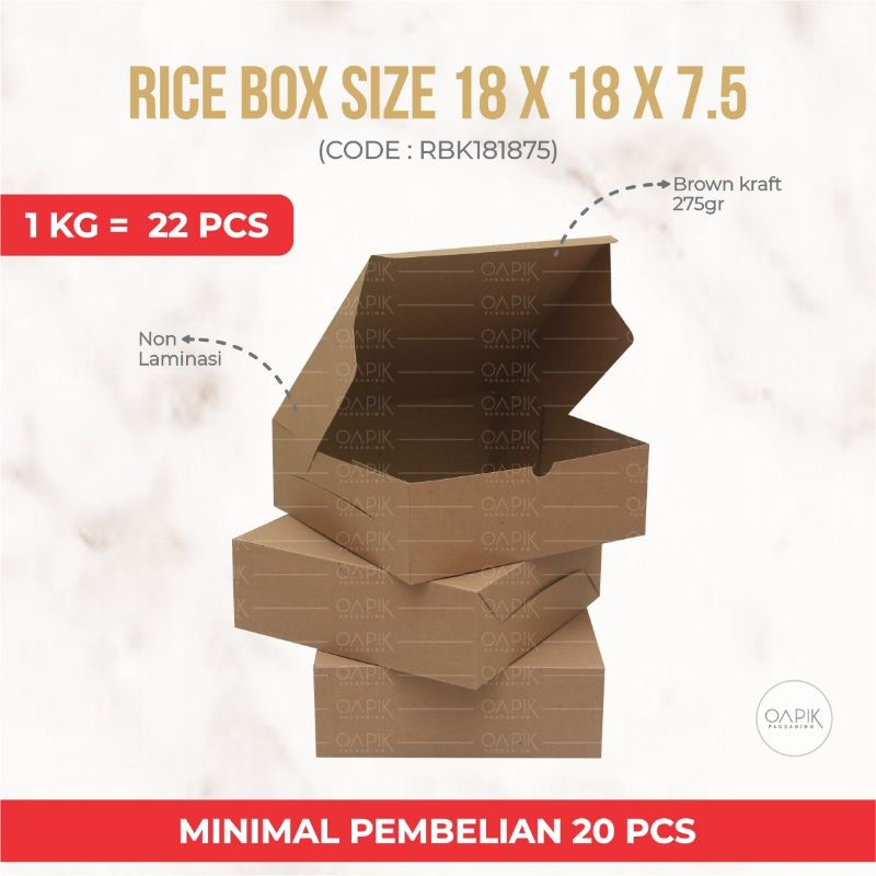 Jual Rice Box 18x18x7.5, Catering Box, Kemasan Makanan, Packaging ...