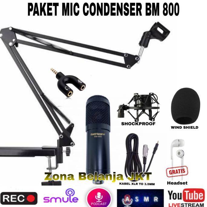 Jual Paket Mic Condenser Bm 800 With Splitter / Microphone Recording ...