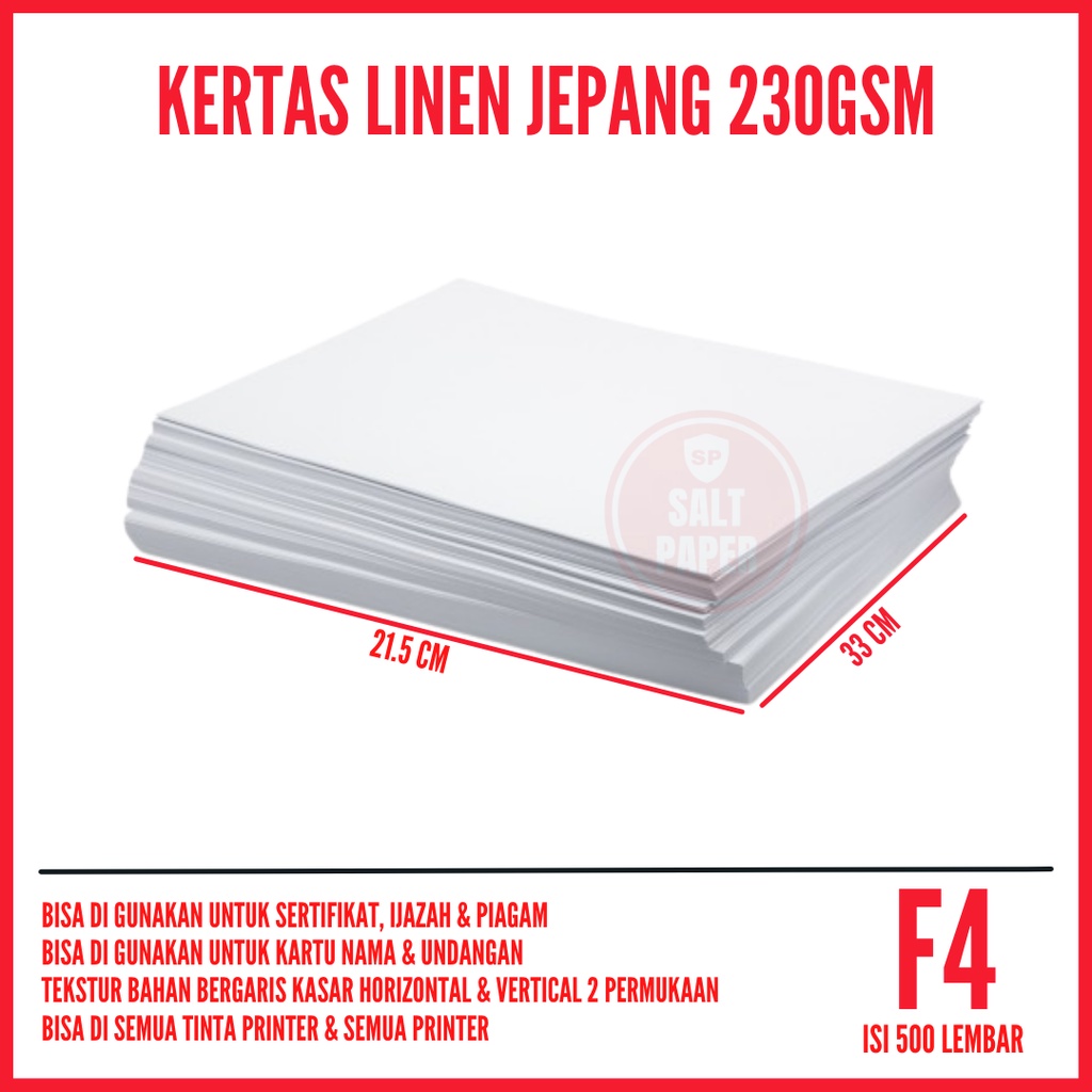 Jual Kertas Linen 1 Rim F4 isi 500 lembar / Kertas Sertifikat F4 Linen ...