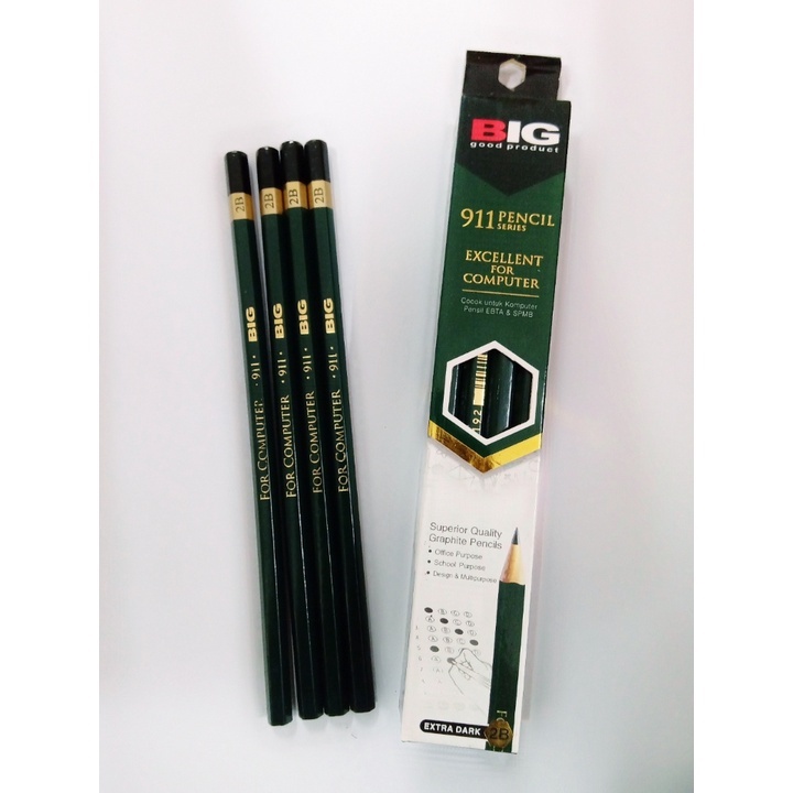 Jual PENSIL 2B BIG 911 HIJAU ISI 12 PCS | Shopee Indonesia
