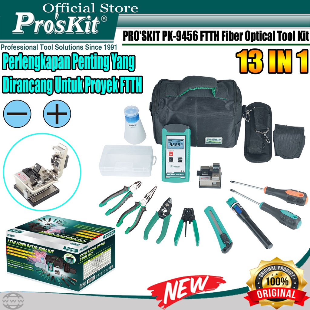 Jual Pro'sKit - Alat Perlengkapan Fiber Optic Pro'sKit Pk-9456 13 In 1 ...
