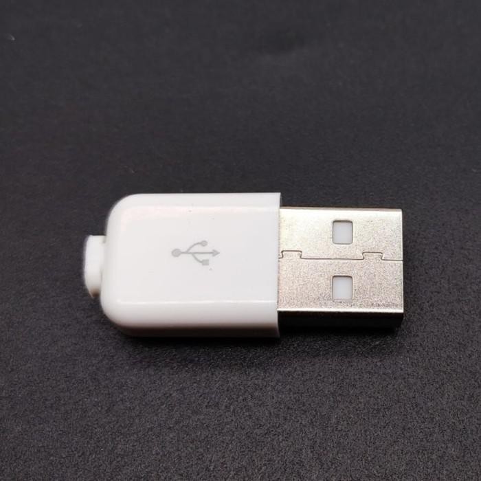 Jual USB MALE A connector konektor socket white cover putih cable 4p 4 ...