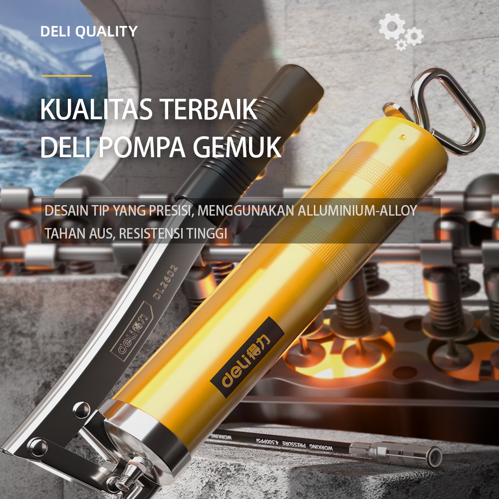 Jual Deli Grease Gun/Pompa Gemuk 400CC 4500/6000 psi Untuk Oli DL260X ...