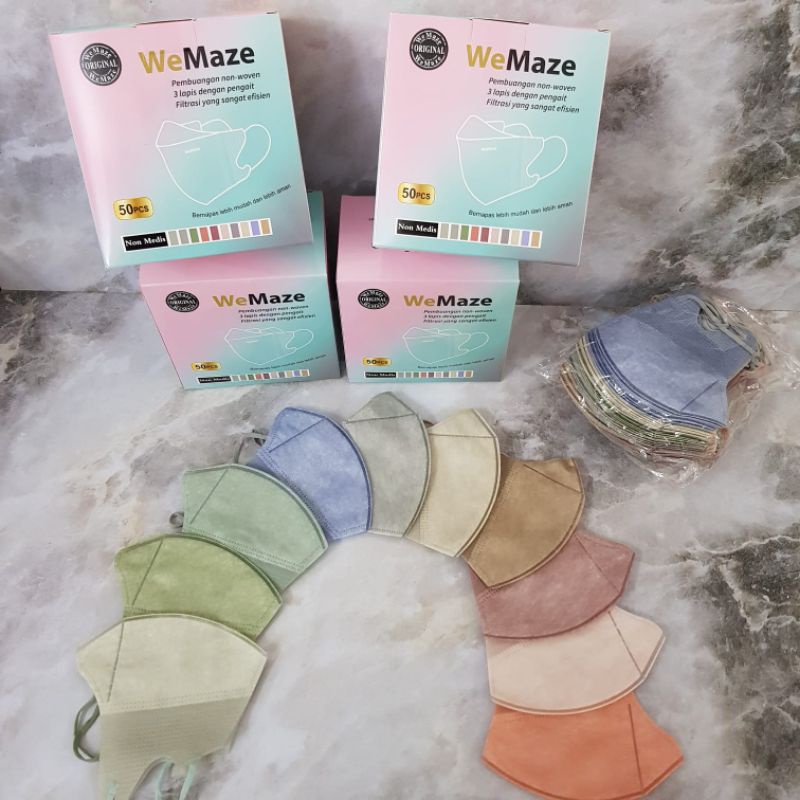 Jual MASKER DUCKBILL WE MAZE MIX WARNA PASTEL 10 WARNA ISI 50 PCS PER BOX | Shopee Indonesia