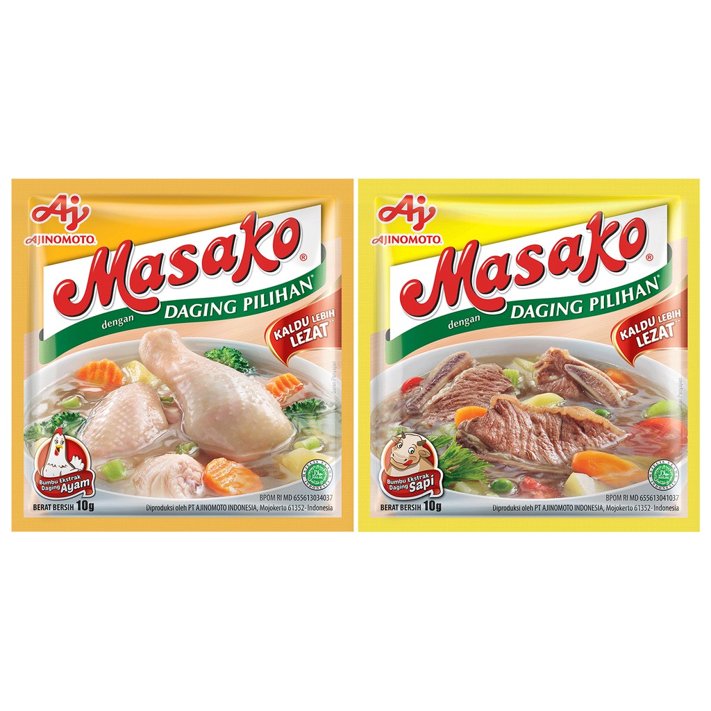 Jual Masako Ayam dan Sapi Bumbu Kemasan (1 Renceng=12 Sachet) | Shopee ...