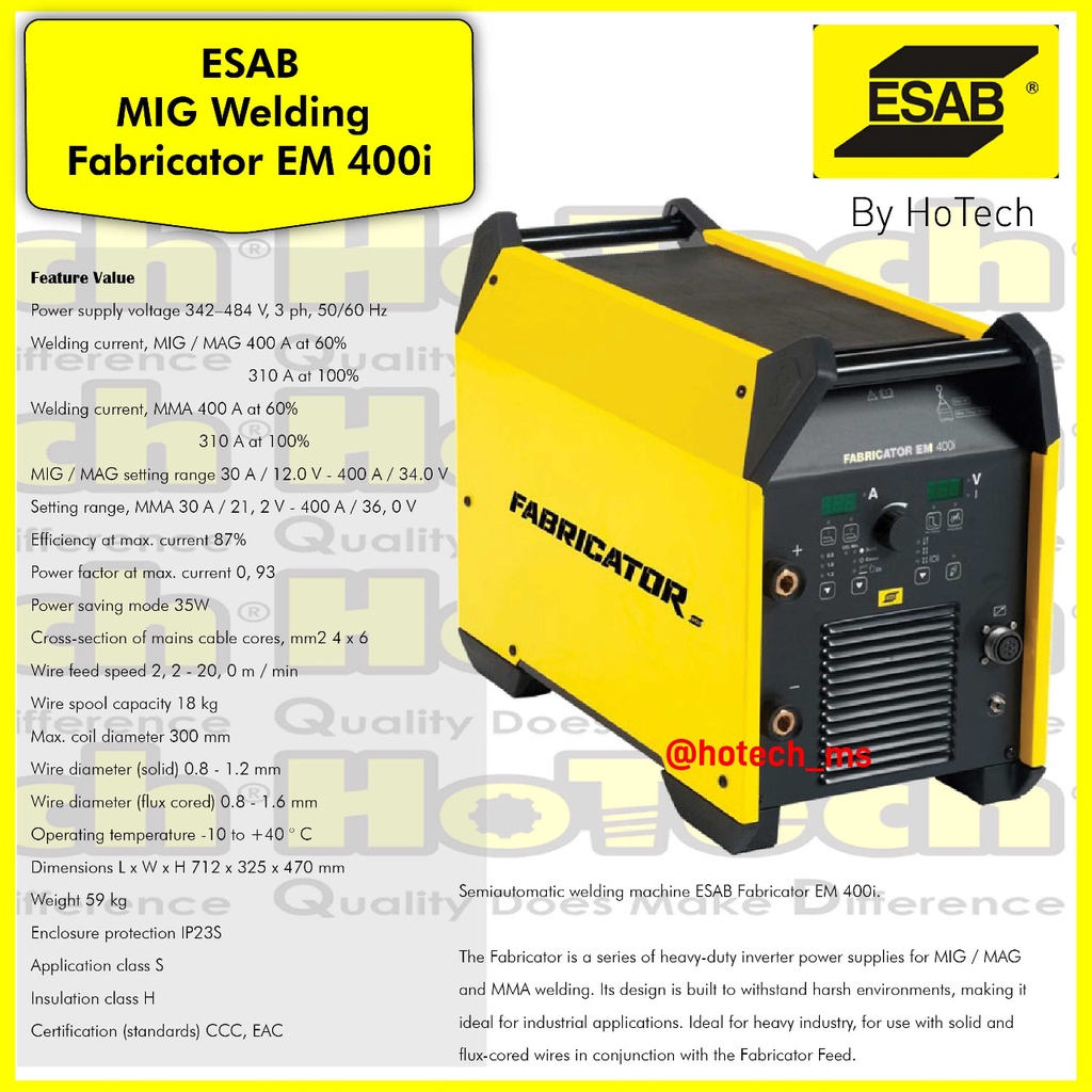 Jual ESAB WELDING MIG FABRICATOR EM 400i & FEED 364 | ESAB | GMAW ...