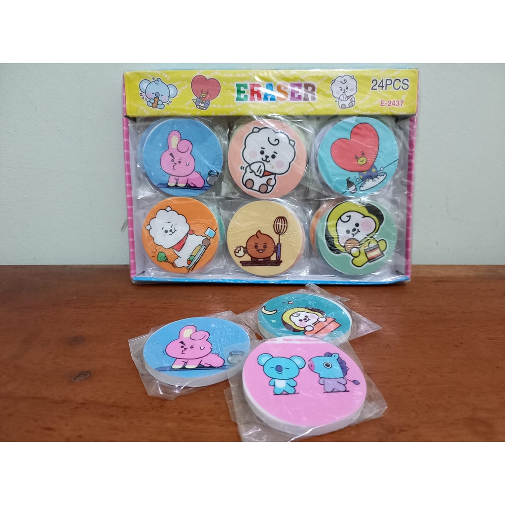 Jual Penghapus BT21 BTS Bulat 2D | Setip Stip Eraser Hapusan Tata ...