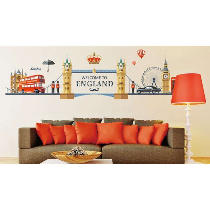 Jual STIKER DINDING JM7304 WELLCOME TO ENGLAND STICKER DINDING 60X90 ...