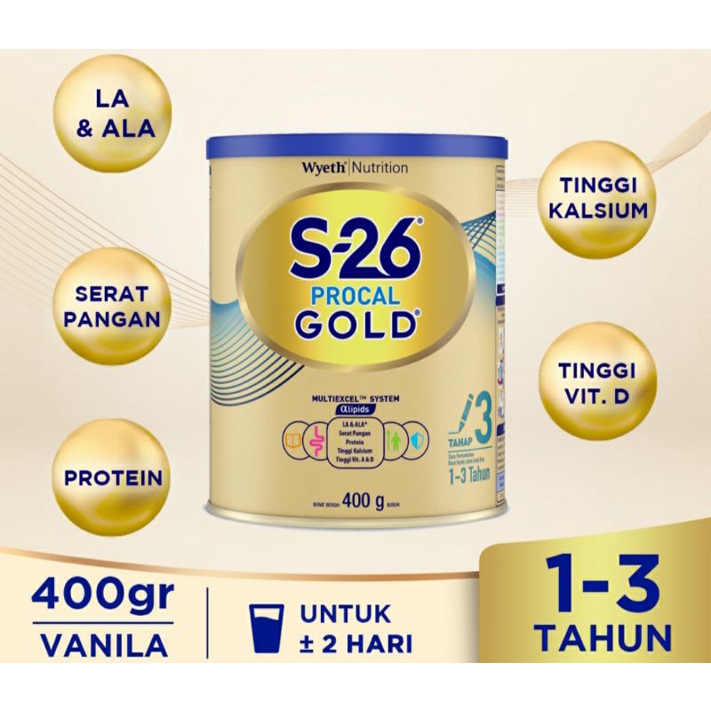 Jual Susu S-26 Procal Gold Tahap 3 1-3 Tahun 400gr | Shopee Indonesia