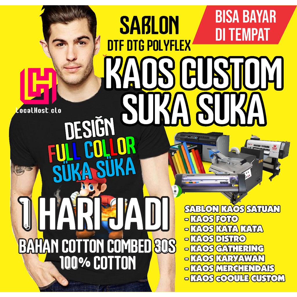 Jual Kaos Custom Satuan Premium 30s / Sablon DTF DTG Polyfex / BISA GAMBAR FOTO - KATA - LOGO ...