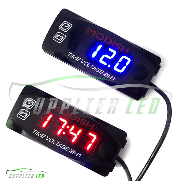Jual Voltmeter Motor Mobil 2 in 1 Dengan Jam Digital High Quality ...