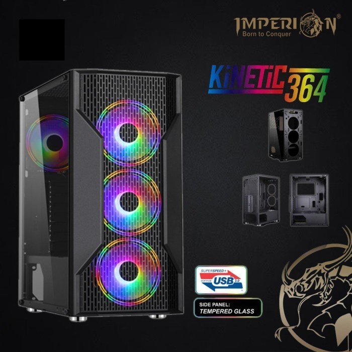 Jual Imperion Kinetic 364 ATX Gaming Case - Casing PC include 4 Fan RGB | Shopee Indonesia