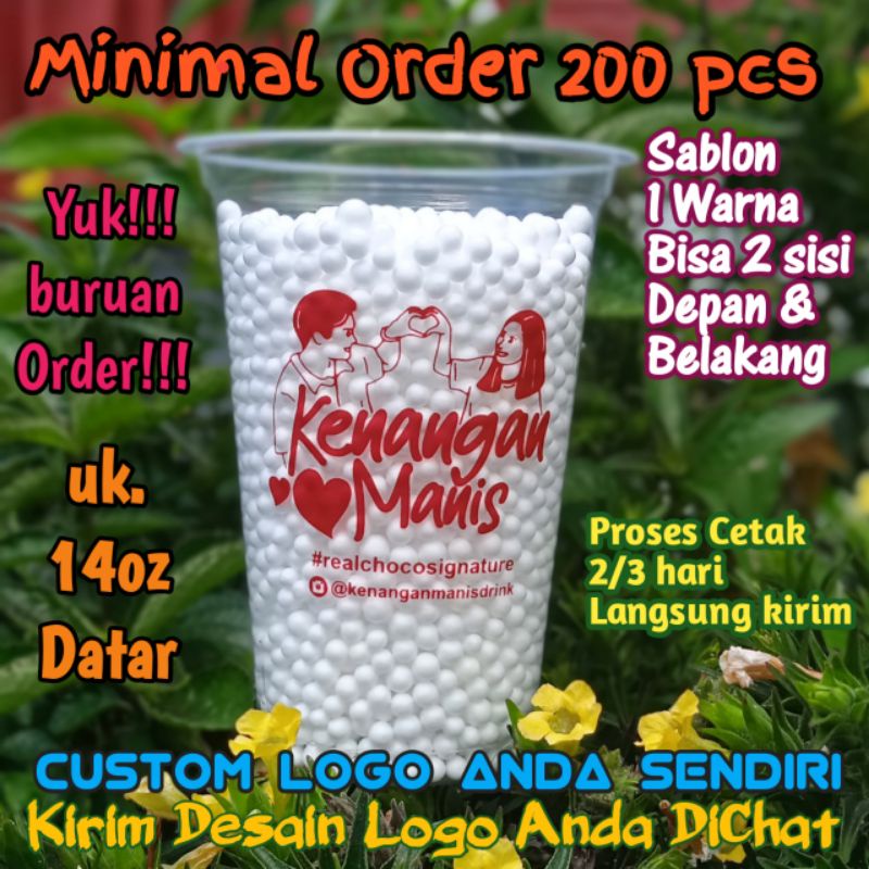 Jual cup 14oz datar starindo custom logo | Shopee Indonesia