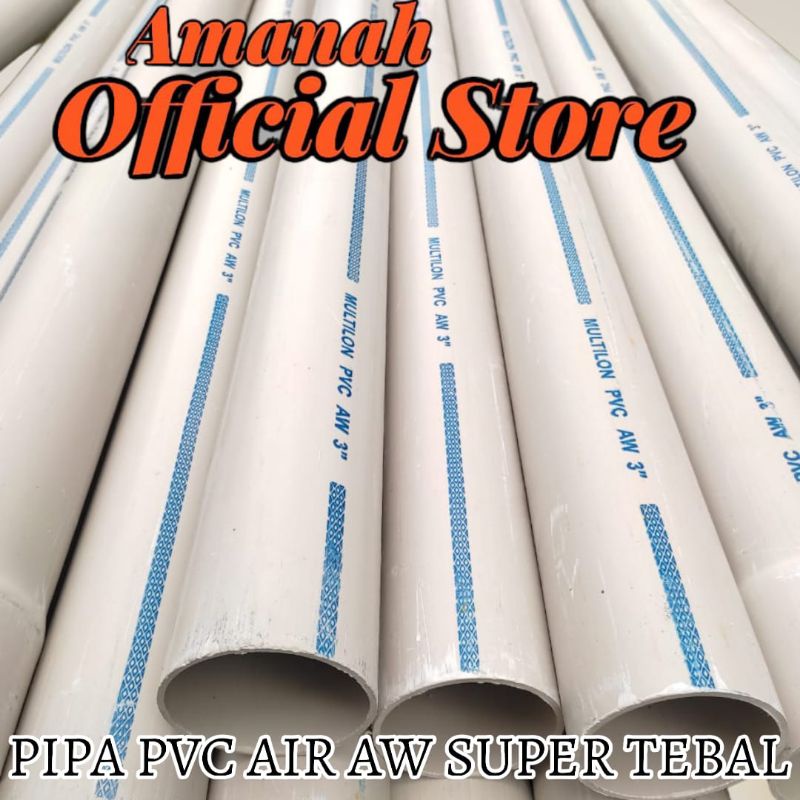 Jual PIPA PVC air super tebal AW 3 inch setengah meter 1/2 meter ...