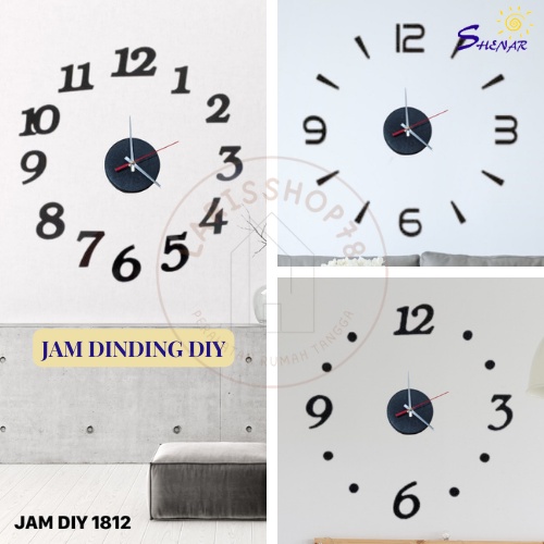 Jual JAM DINDING KECIL / JAM DIY / Jam dinding tempel DIY analog 3D ...
