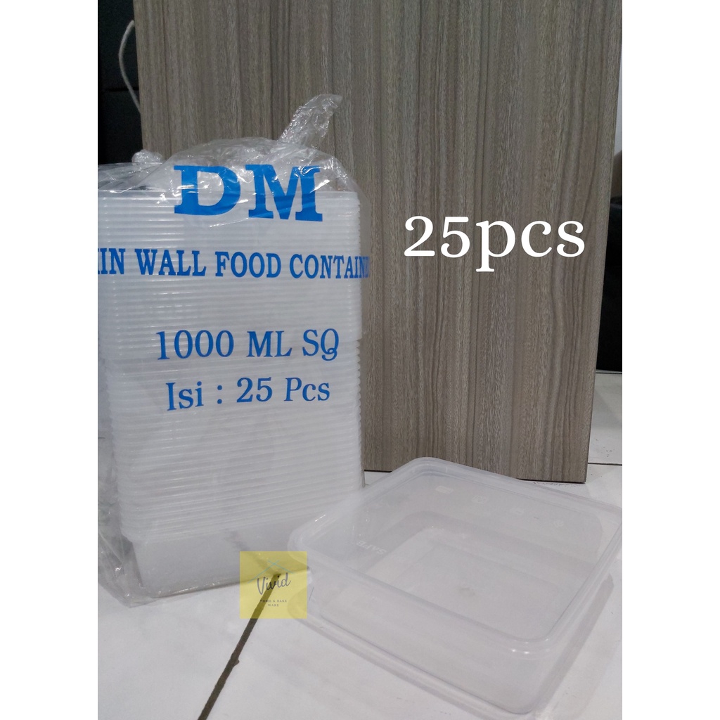 Jual Thinwall Kotak Persegi Sq Dm 1000 Ml Kotak Makan Anti Pecah 25