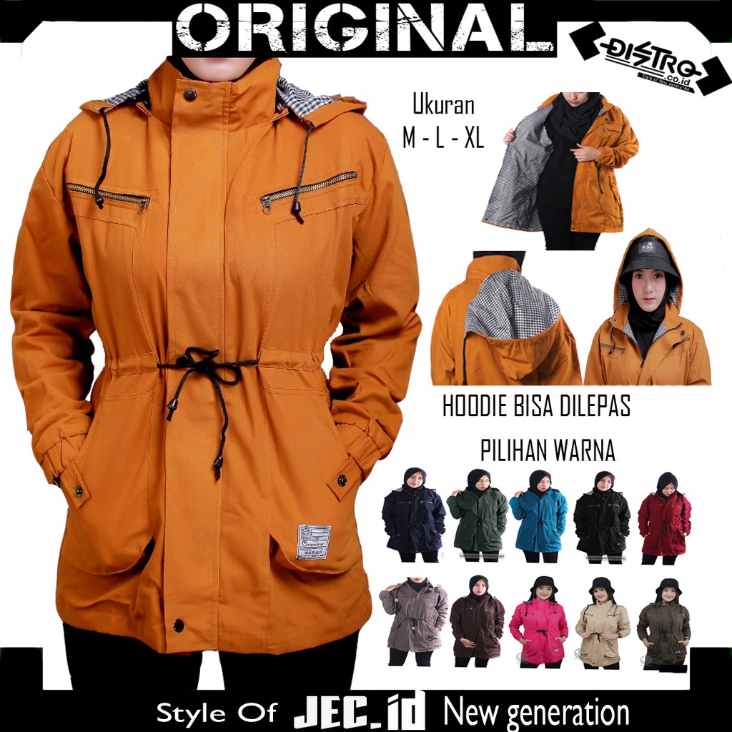 Jual JEC Jaket Parka Wanita Acrilik Full Premium | Jaket Hijab | Polos ...
