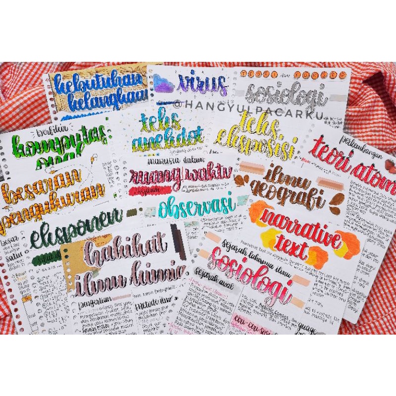 Jual Jasa Tulis Catatan Aesthetic ala Studygram (Lettering, sticker ...