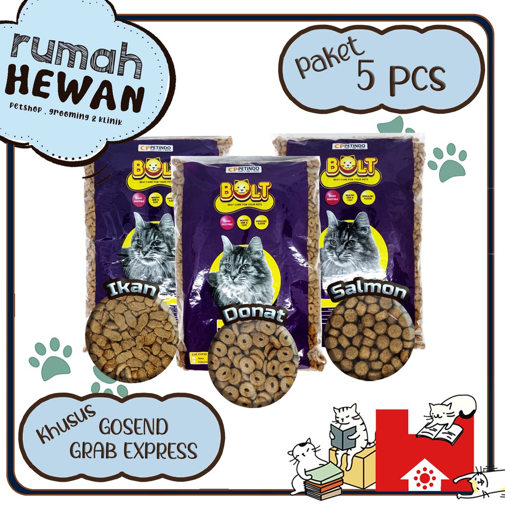 Jual Bolt Repack Paket 5 Kg - Makanan Kucing 5pcs | Shopee Indonesia