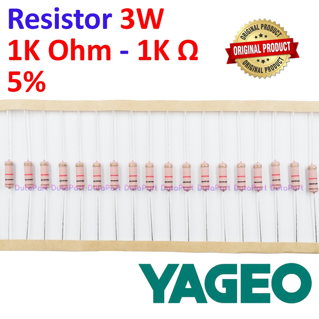 Jual Resistor 1K Ohm 3 Watt 5% ORIGINAL YAGEO 3W 1K R HIGH QUALITY | Shopee Indonesia