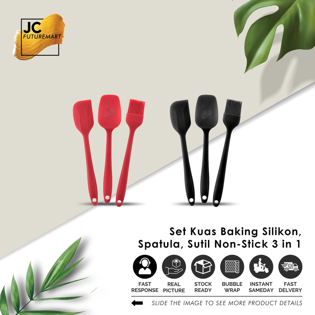 Jual Spatula Kuas Silikon Sendok Utensil Masak Baking Set 3 Pcs Non ...