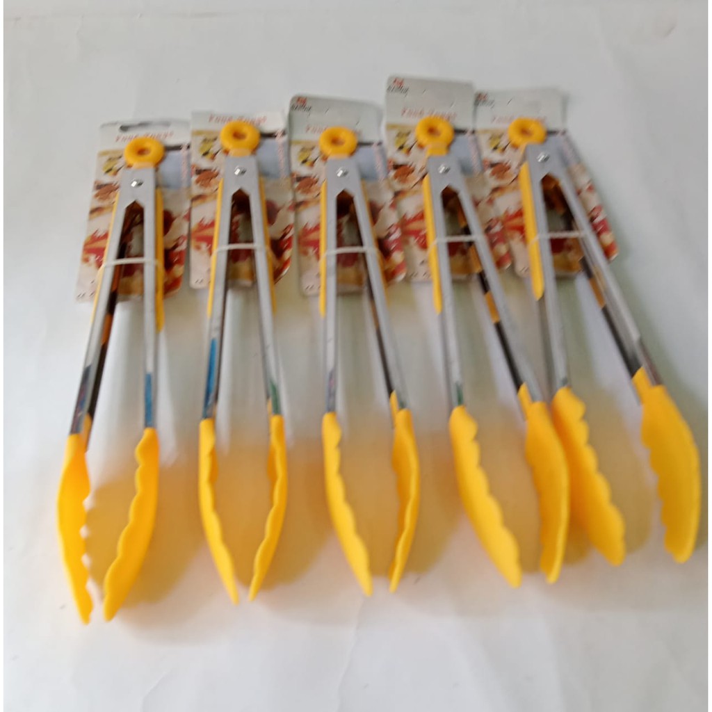 Jual Penjepit capitan makanan food tongs warna kuning ukuran p 30 lebar ...