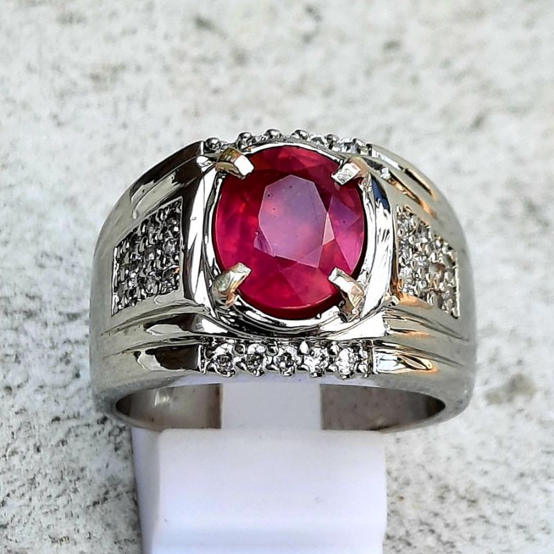 Jual CINCIN MEWAH SILVER 926 DENGAN BATU PERMATA RUBY ASLI NATURAL TOP ...