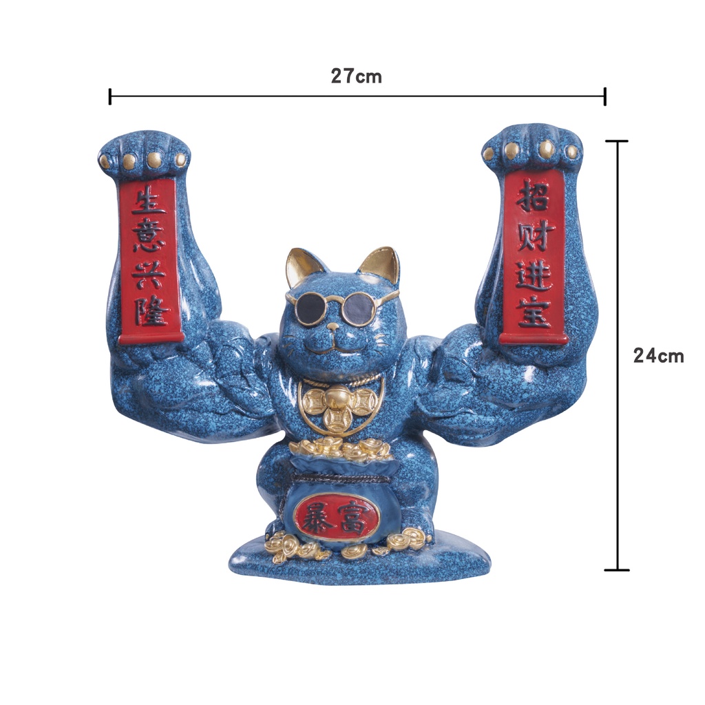 Jual miss.jojo Patung kucing hoki berotot/Lucky cat unicorn arm /Patung ...