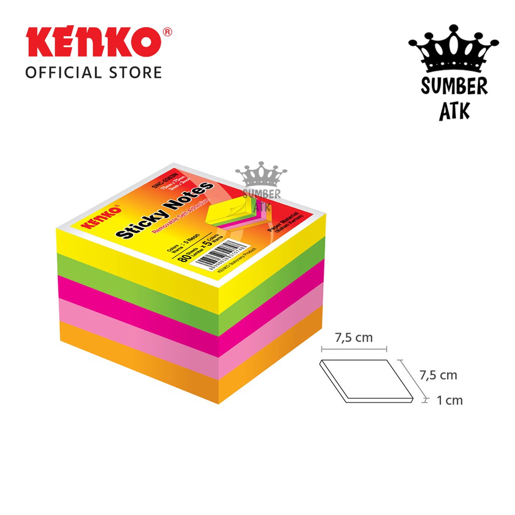 Jual STICKY NOTE KENKO SNC-0303N Cube 5 warna MEMO warna warni - Neon ...