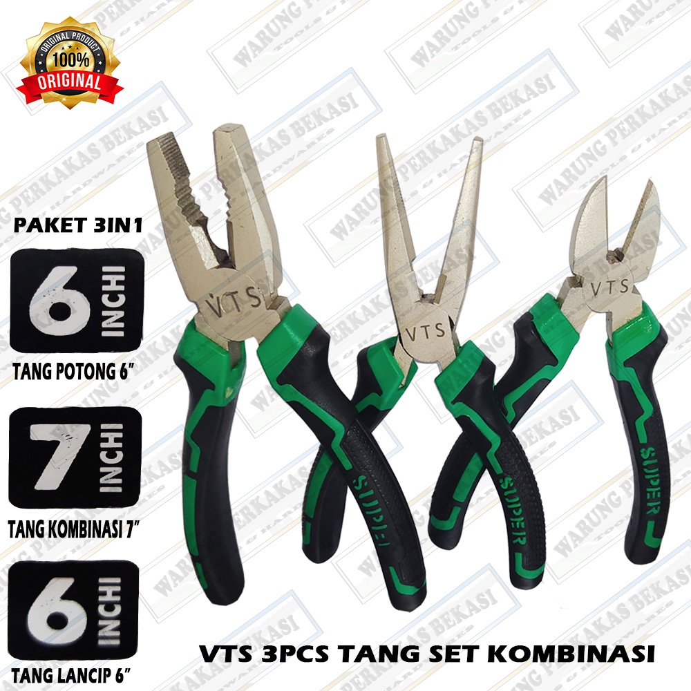 Jual VTS Paket 3pcs Tang Kombinasi 7" Tang Potong 6" Tang Lancip 6" Set ...